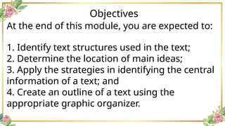 LOCATING MAIN IDEAS IN TEXT STRUCTURES.pptx | Currencies | Economy