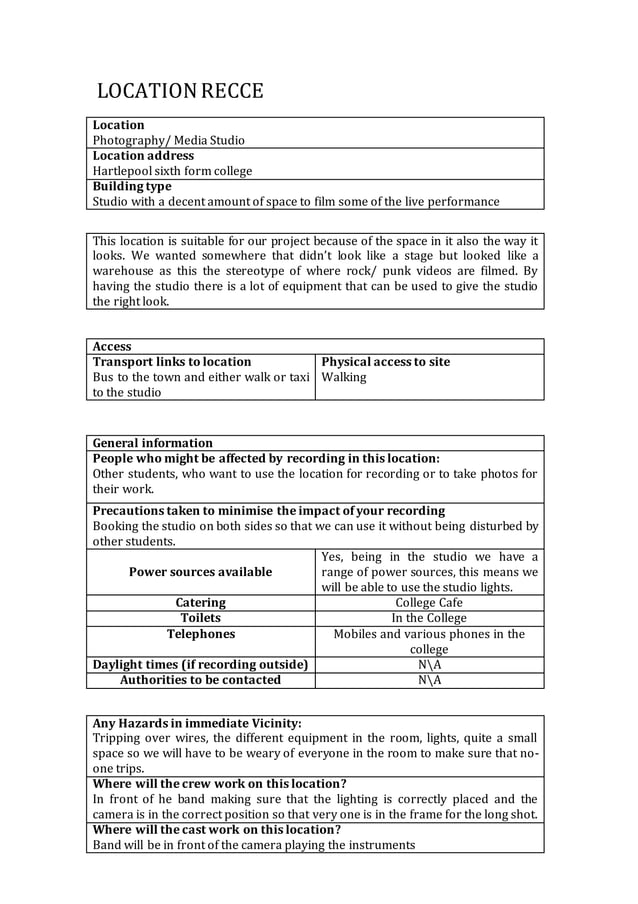 Location Recce | PDF