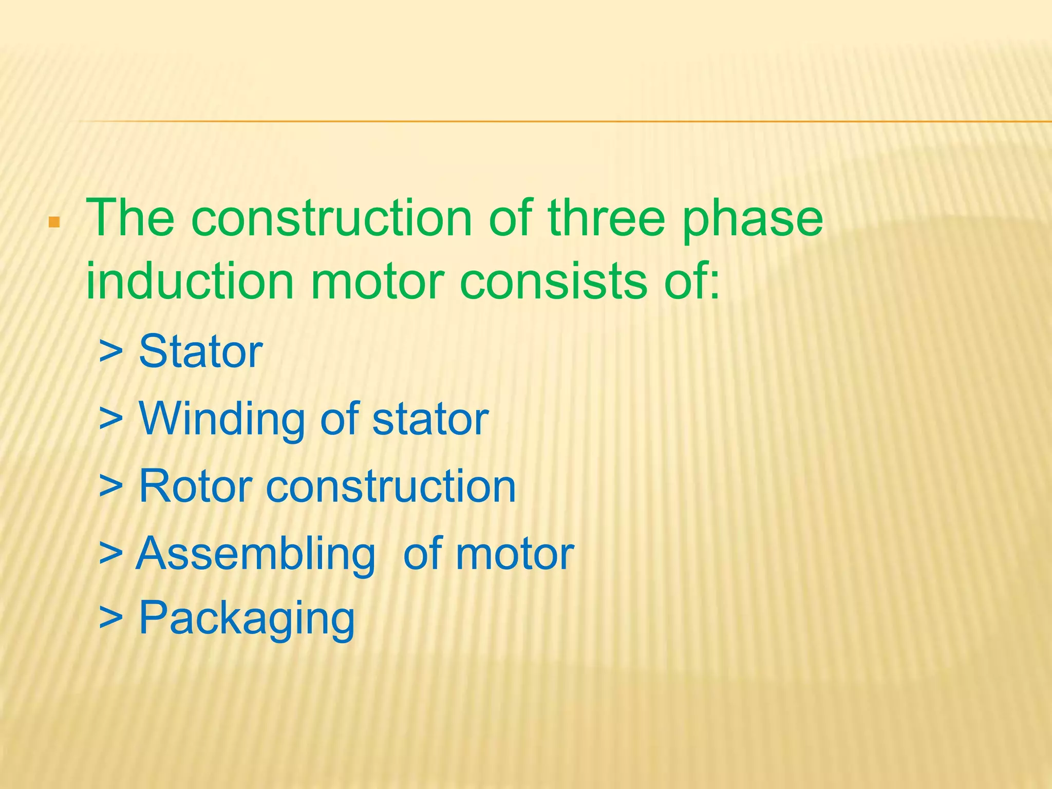 Electric induction Motor construction | PPT