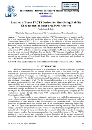 Location of Shunt FACTS Devices for First-Swing Stability Enhancement in Inter-area Power System ...