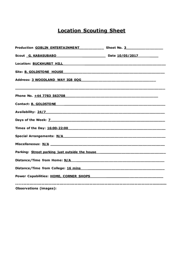 Location scout-form ben's house | DOCX