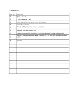 Location Call Sheet | PDF