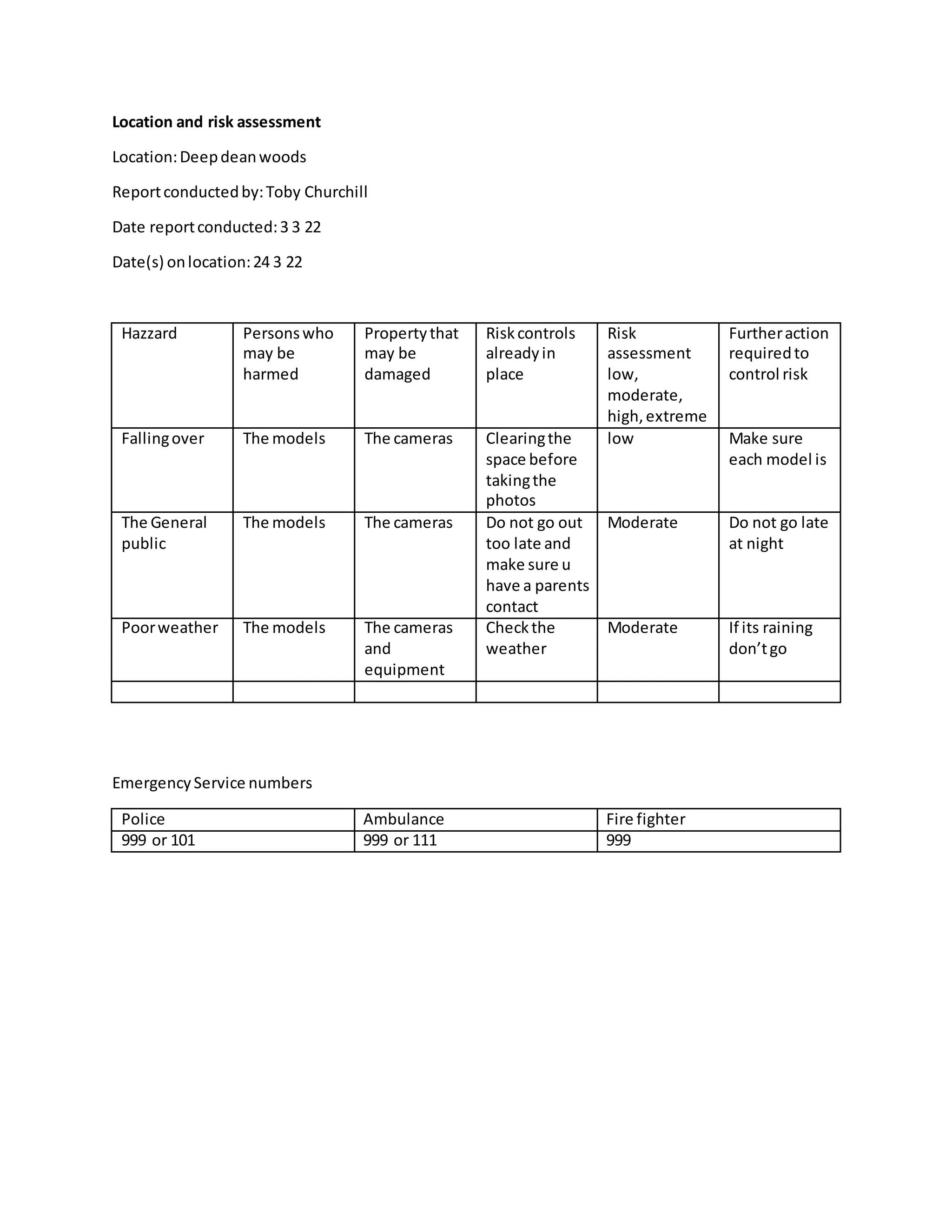 Location and risk assessment.docx