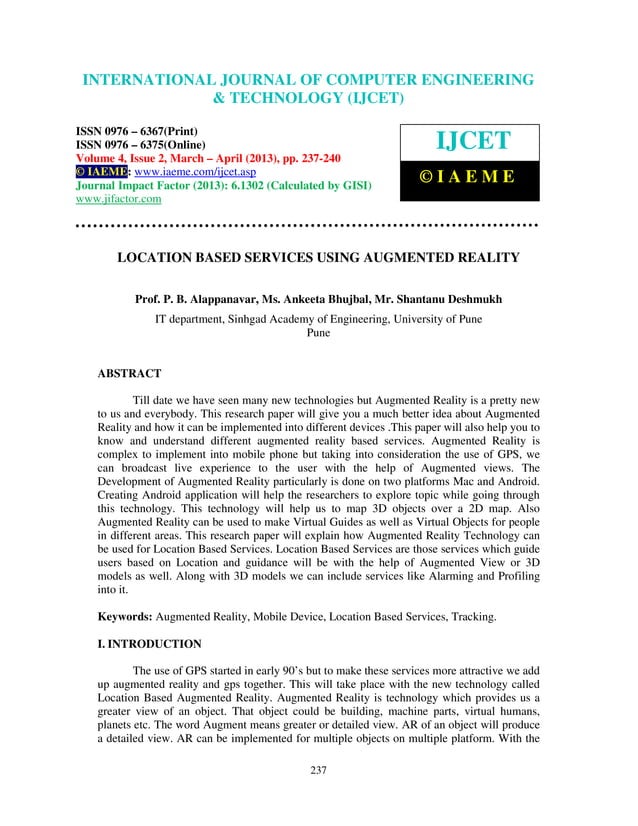 Location based services using augmented reality | PDF