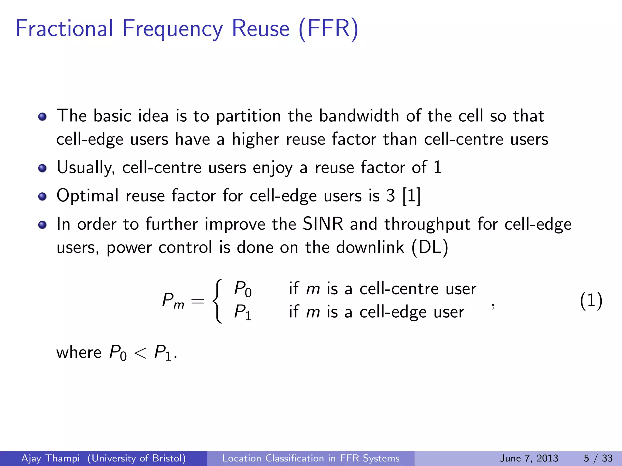 Location Classification In Fractional Frequency Reuse Ffr Based Systems Pdf Computer