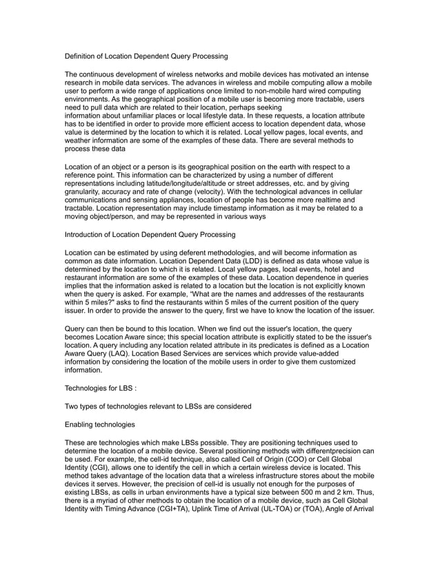 Location dependent query processing | PDF | Free Download