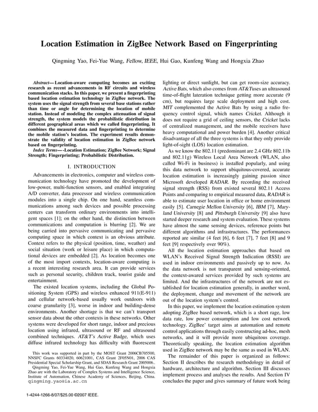 Location estimation in zig bee network based on fingerprinting | PDF ...