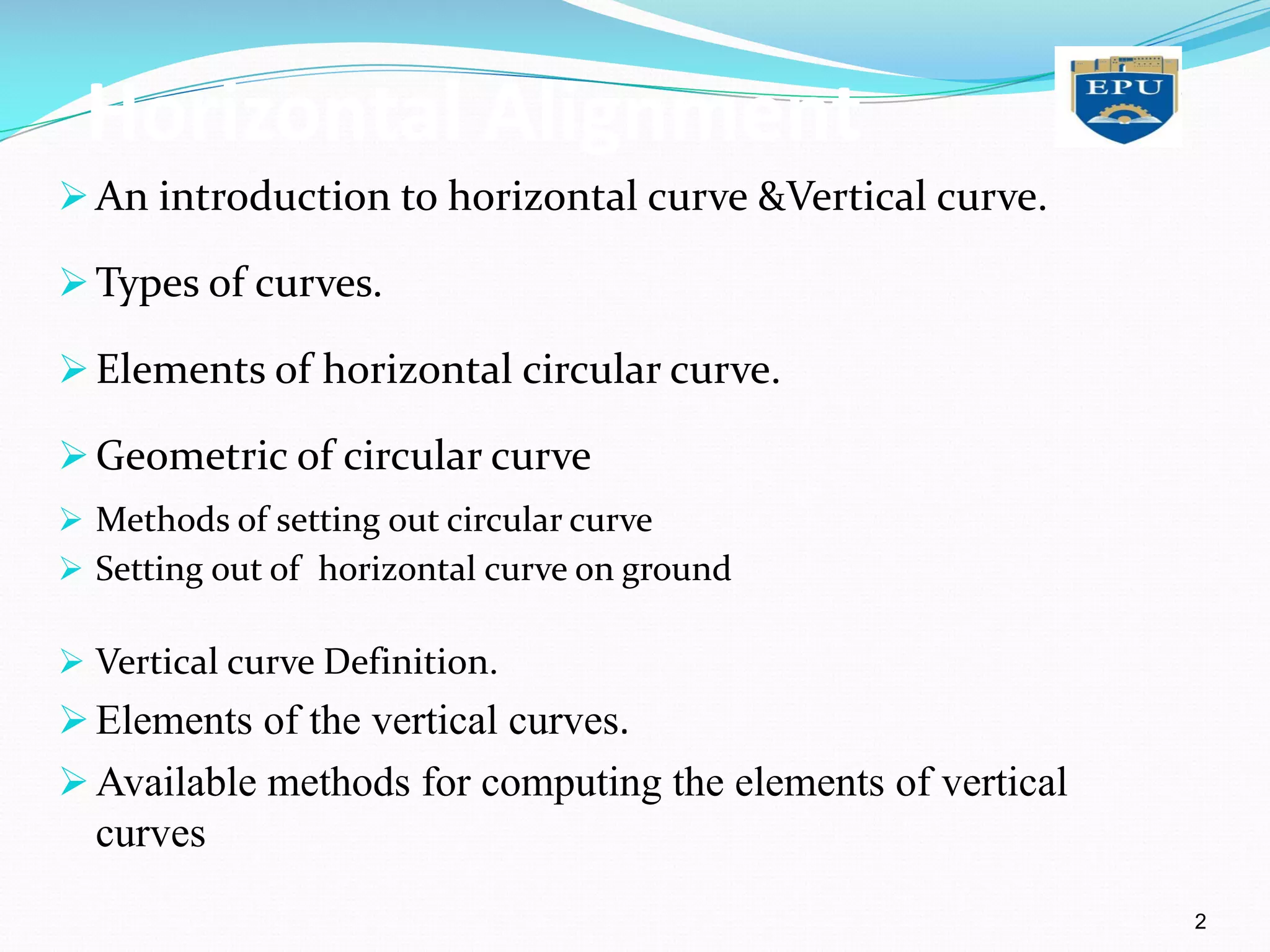 Location horizontal and vertical curves Theory | PDF
