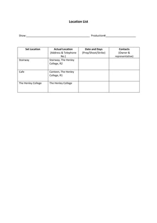 Location list | DOCX