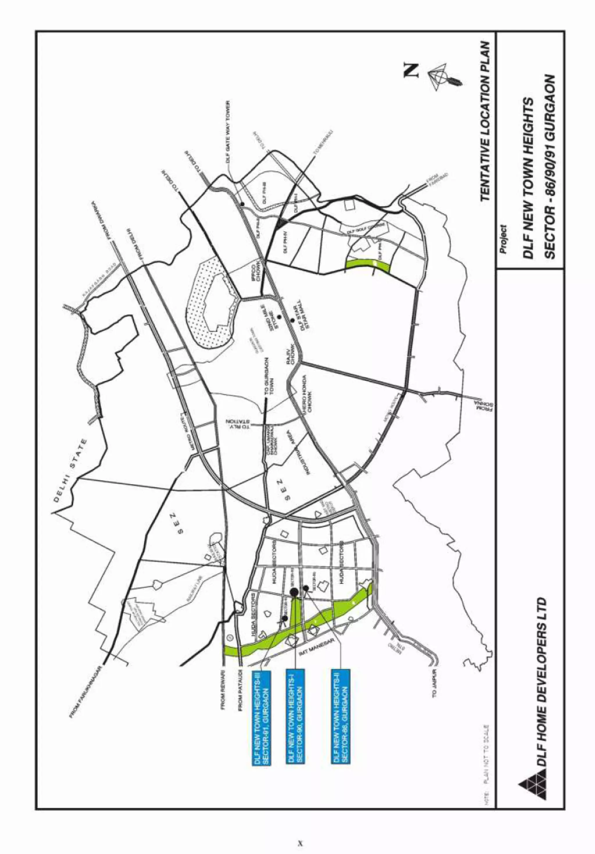 Location map dlf new town heights, sector-86, 90 & 91, gurgaon | PDF