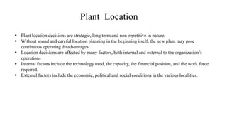 Plant Location models in Food Industry | PPTX