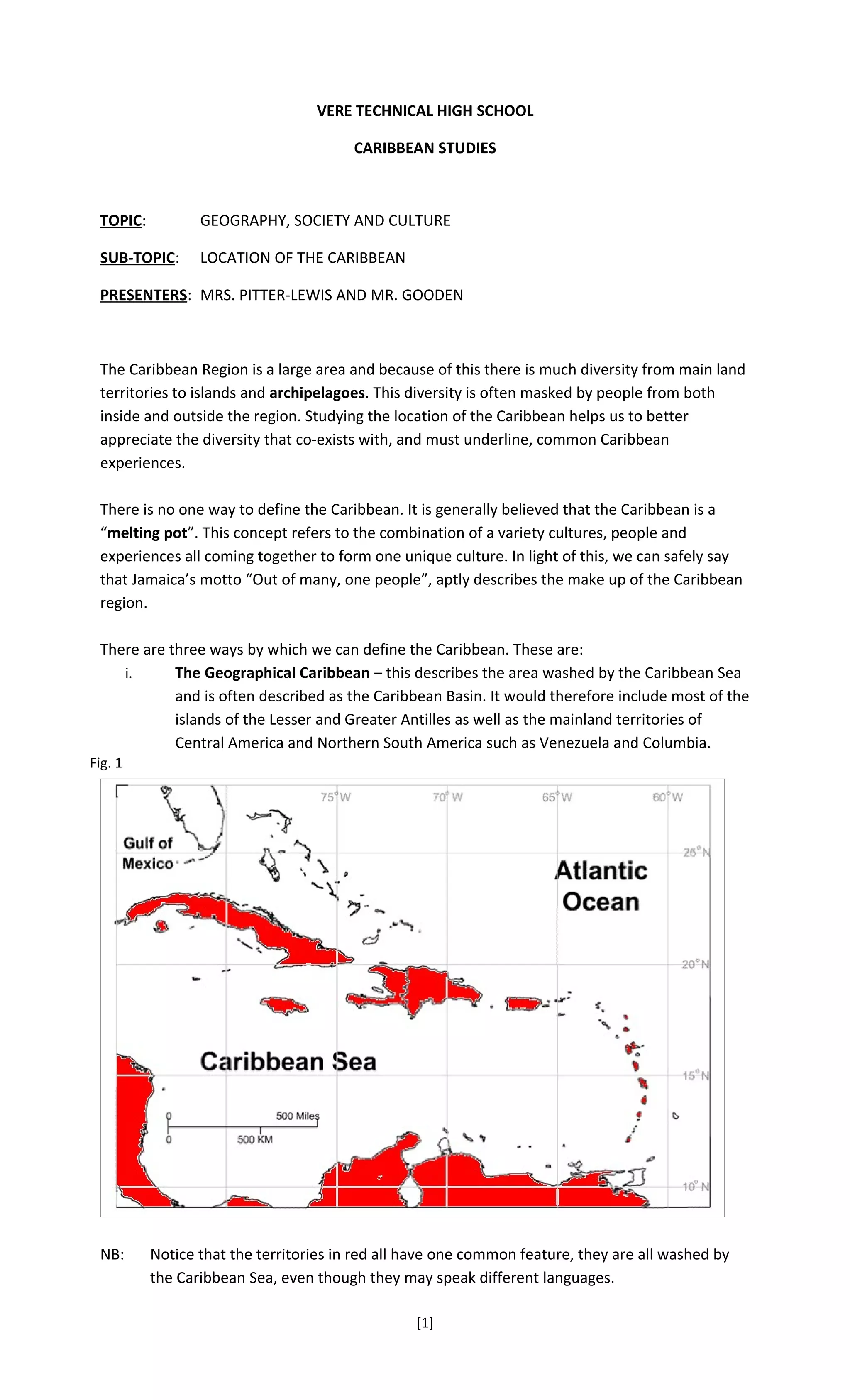 Location Of The Caribbean 6th Form | DOC