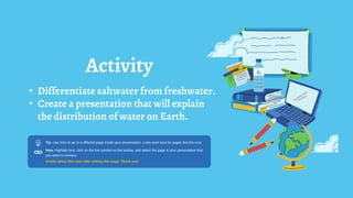 Location of Waters on Earth Activity Science Presentation in Blue Light ...