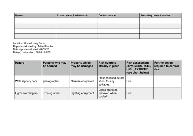 Location Risk Assessment for Poster production.docx