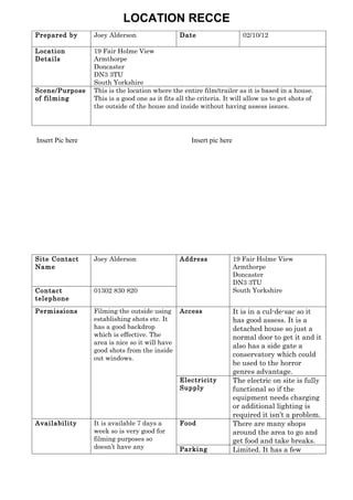 Location recce | PDF