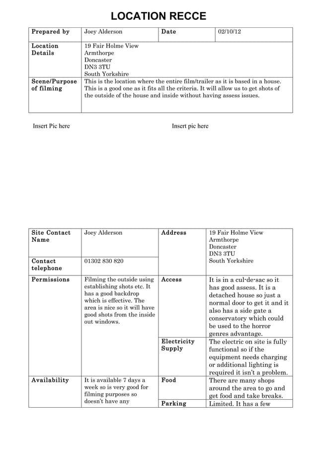 Location recce | PDF