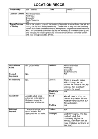 Location recce | DOC