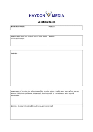 Location recce | DOCX