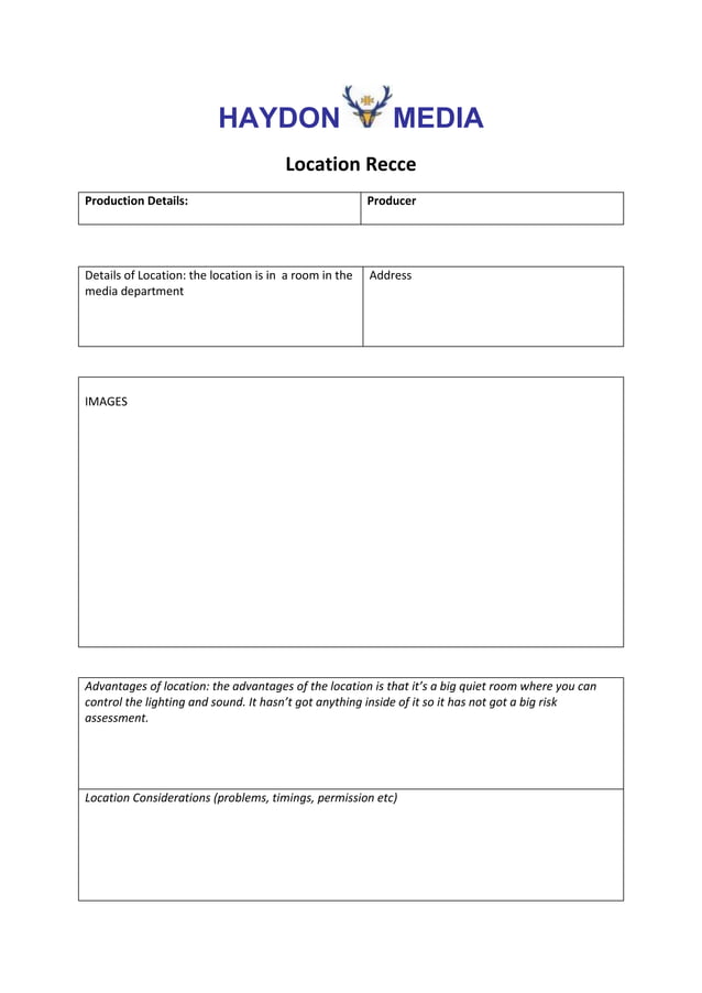 Location recce | DOCX