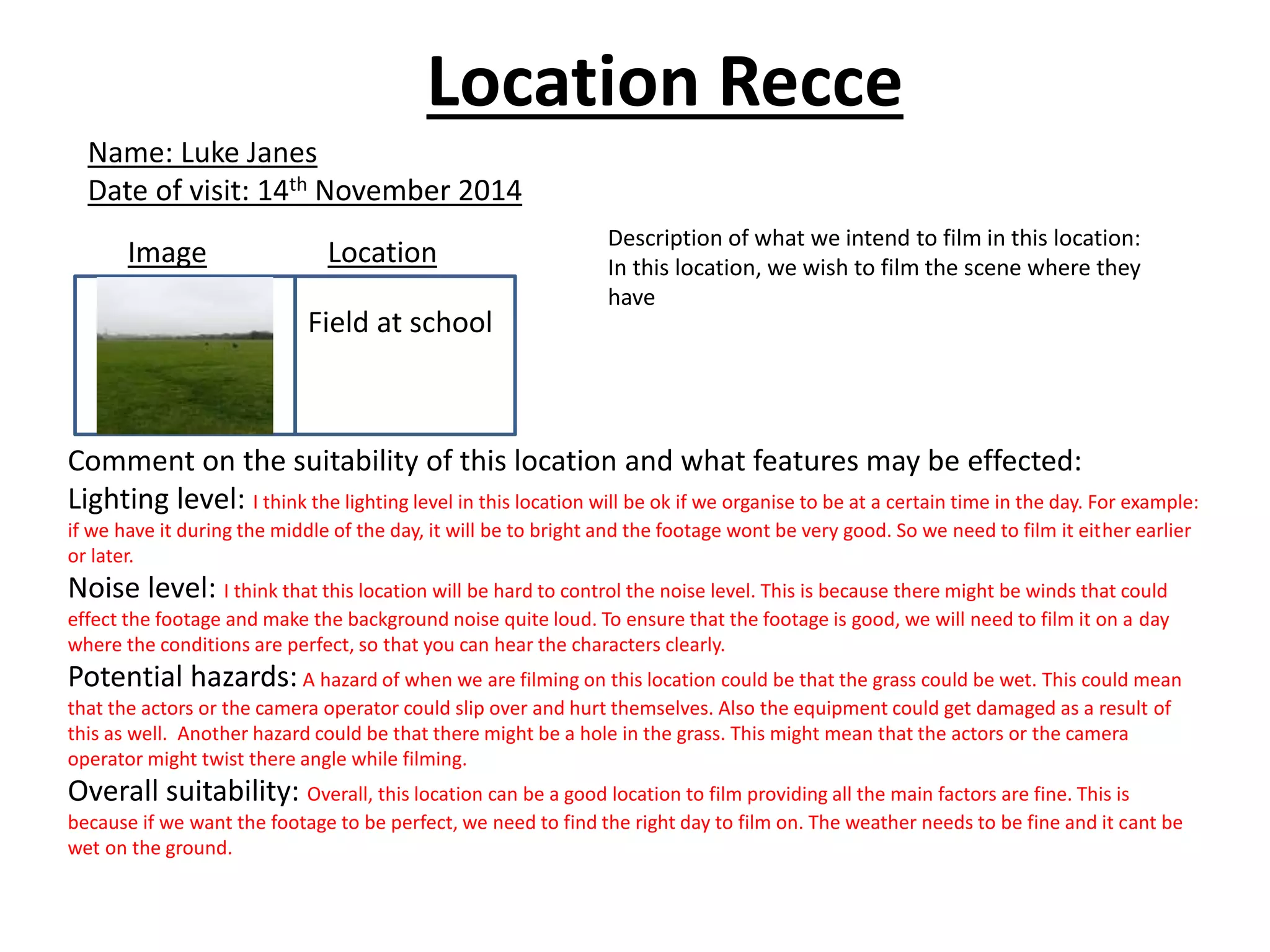 Location recce | PPT