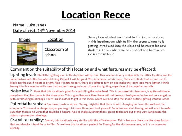 Location recce | PPTX | Video Production | Content Production