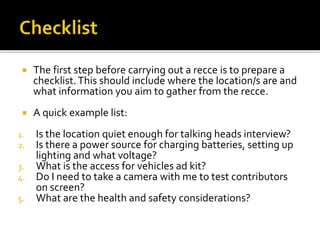 Location recce | PPTX