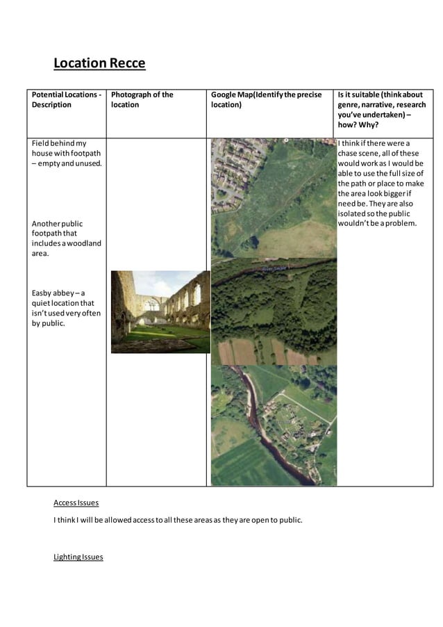 Location recce | PDF