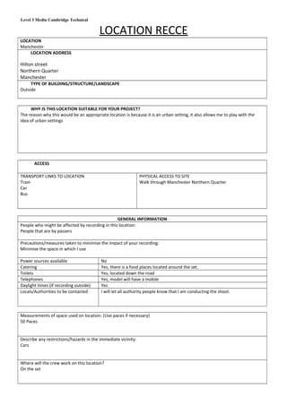 Location recce | PDF