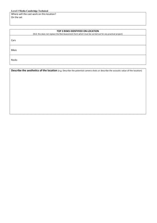 Location recce | PDF