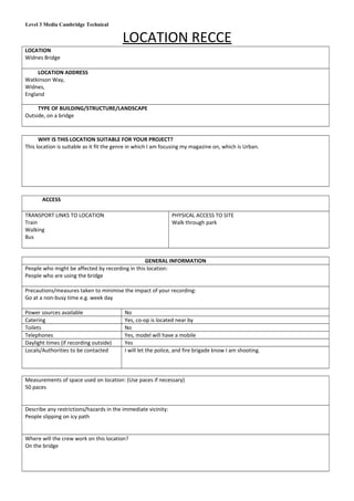 Location recce | DOC | Travel Preparation and Advice | Travel