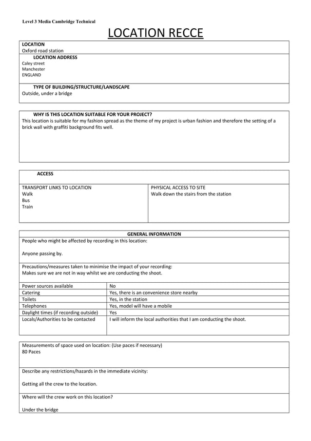 Location recce | PDF