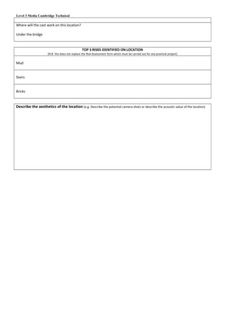 Location recce | DOC