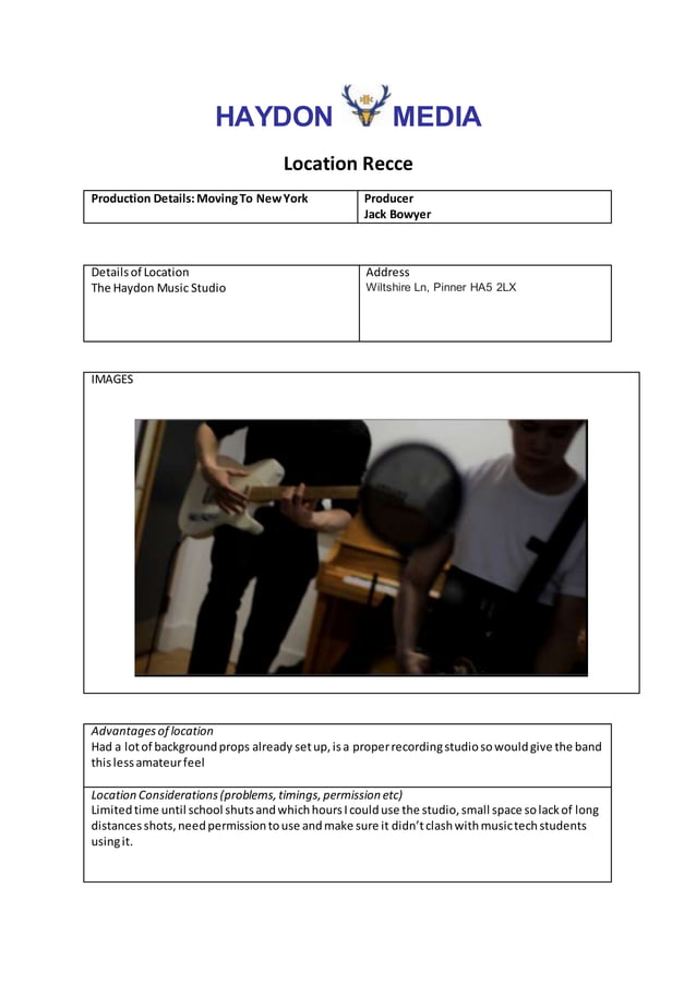 Location recce | DOCX