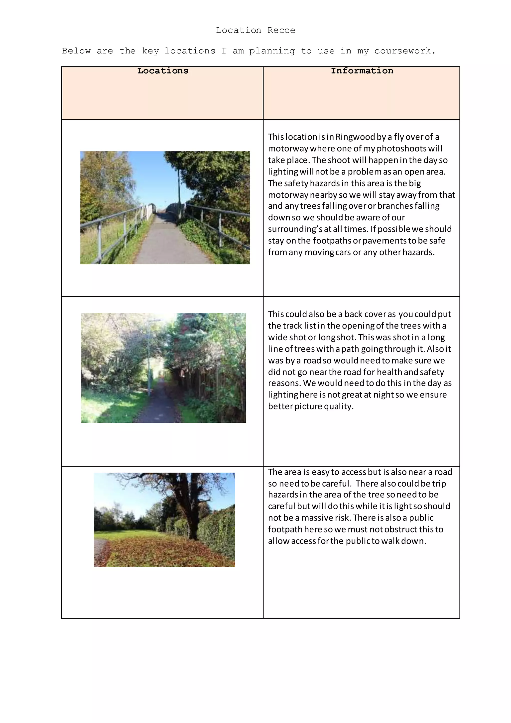 Location recce | DOCX