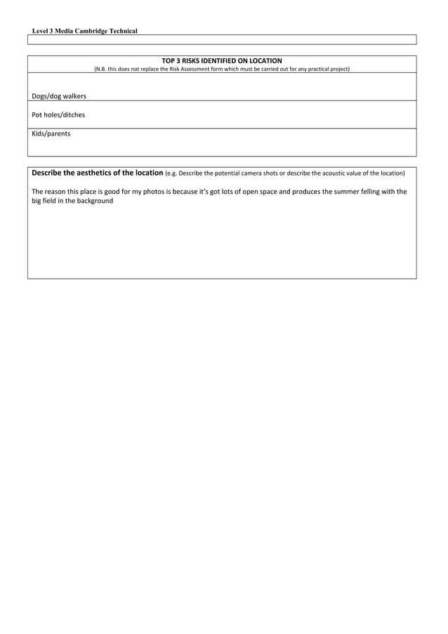 Location recce 1 | PDF