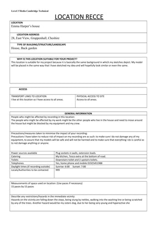 Location recce (3) my house | PDF