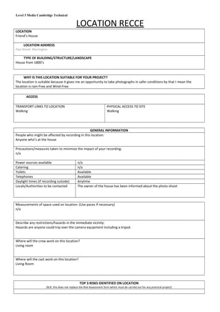 Location recce for magazine cover | PDF