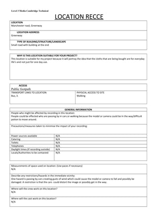 Location recce, manchester road | DOC