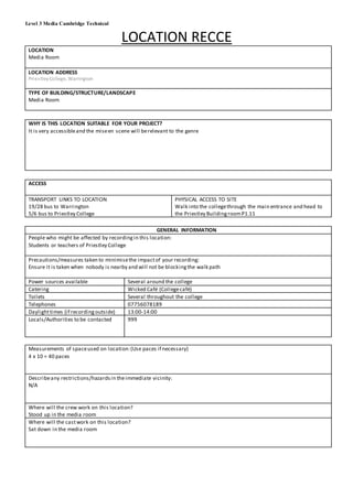 Location recce media room | DOCX