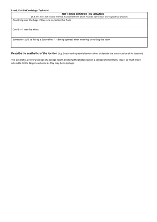 Location recce media room | PDF