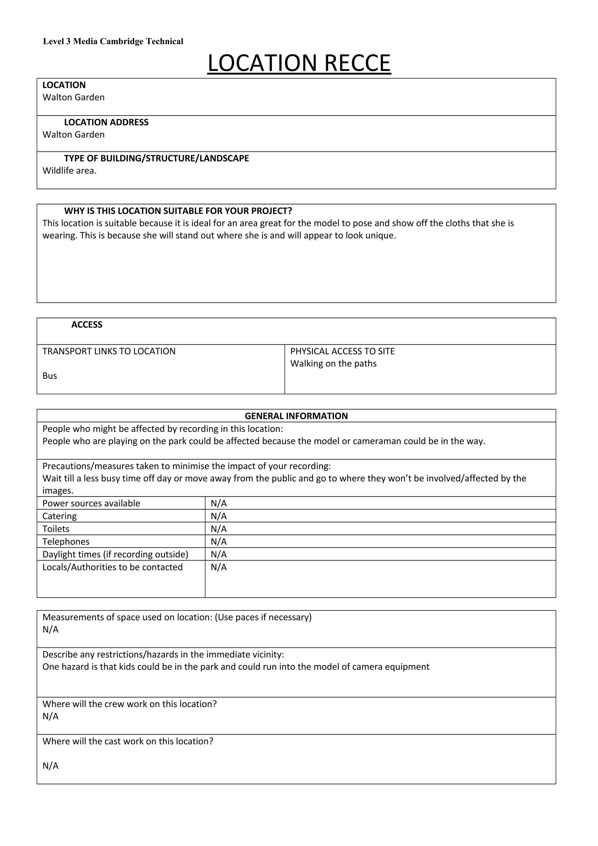 Location recce, park image | DOC