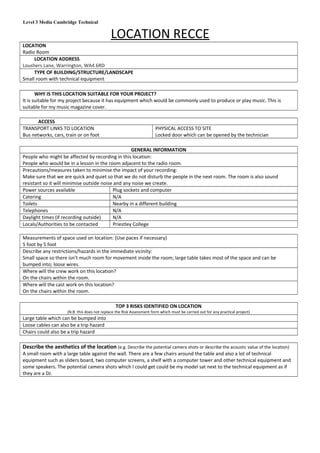 Location recce (radio room) | PDF