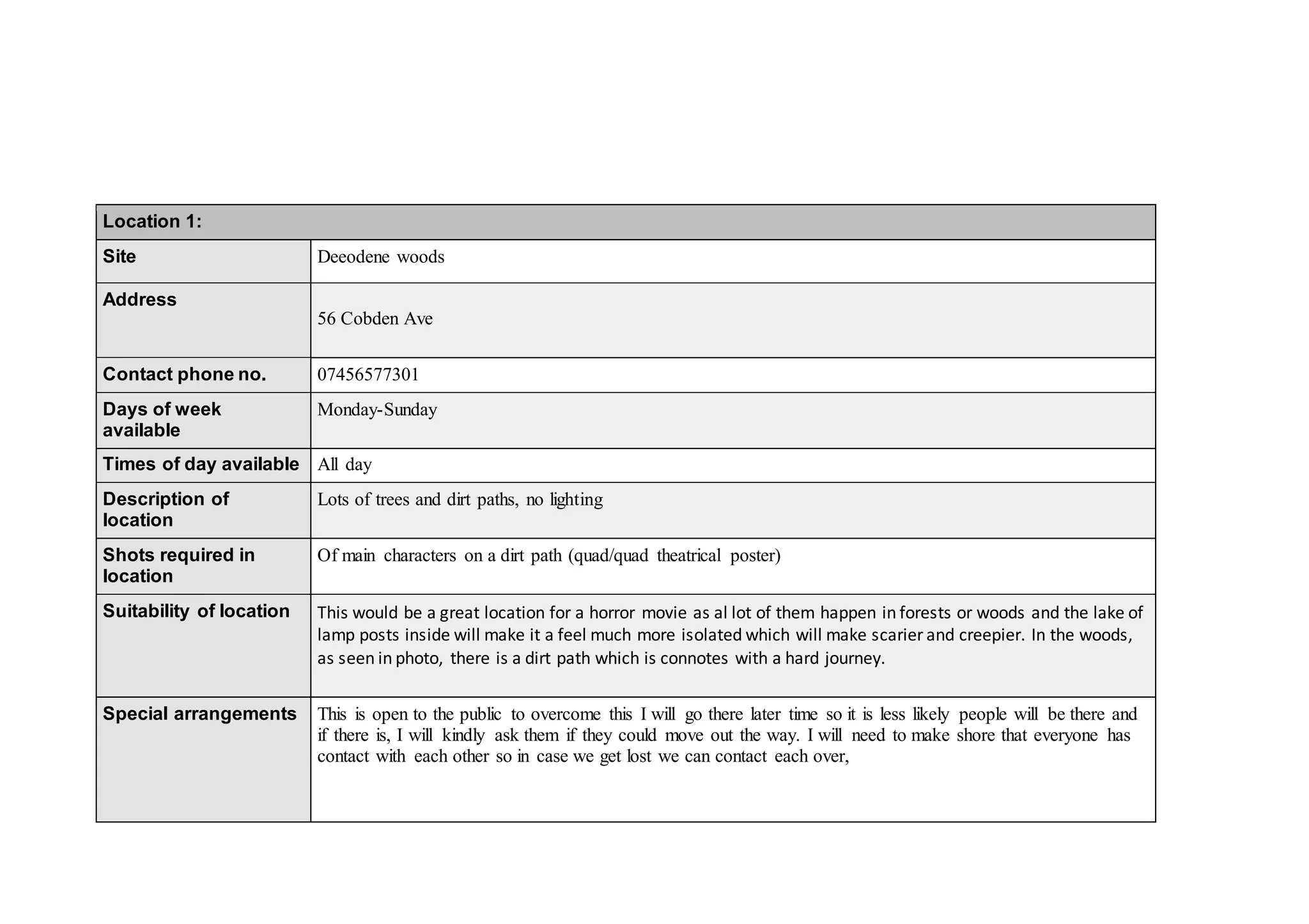Location recce template | PPT