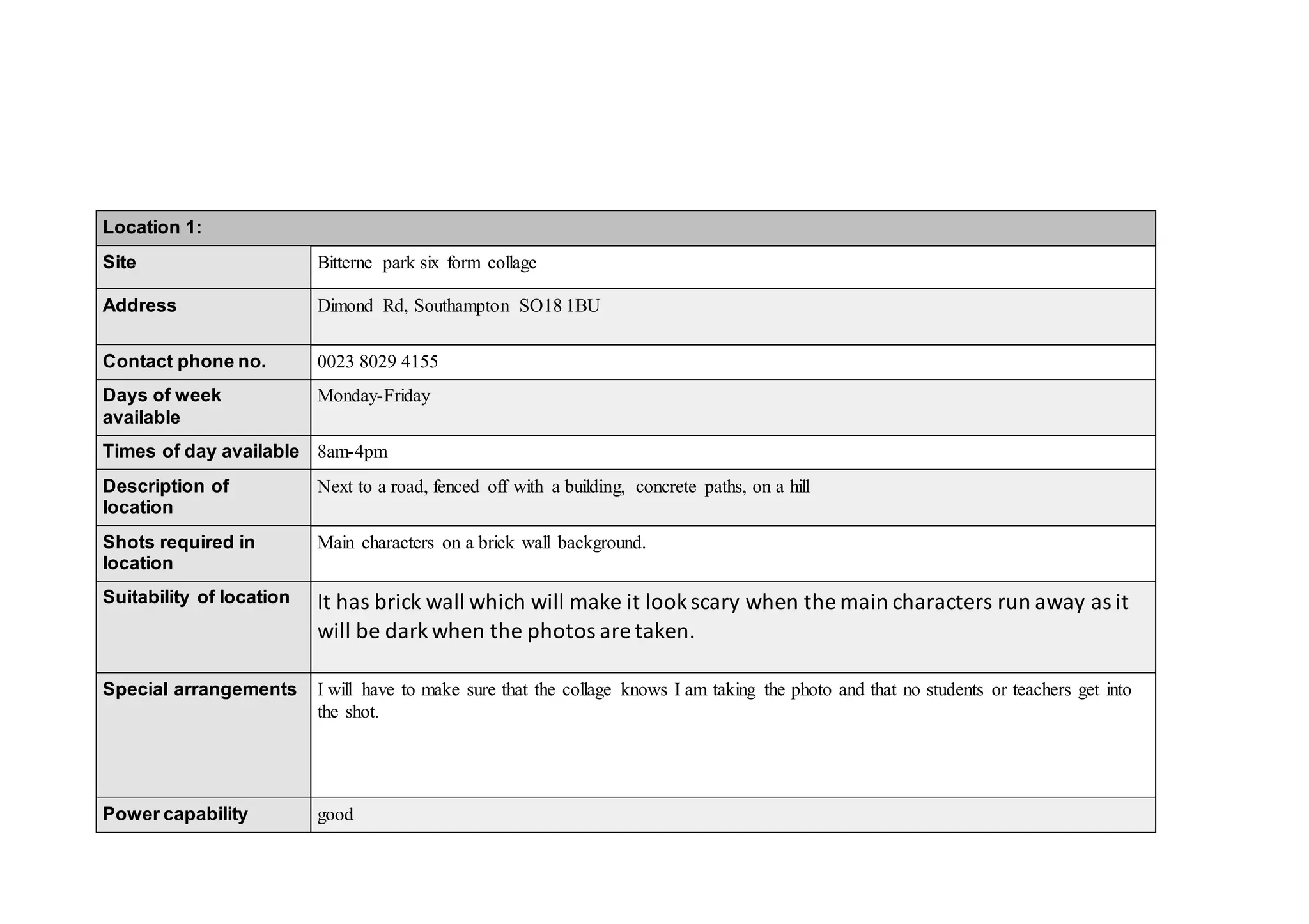 Location recce template | PPT