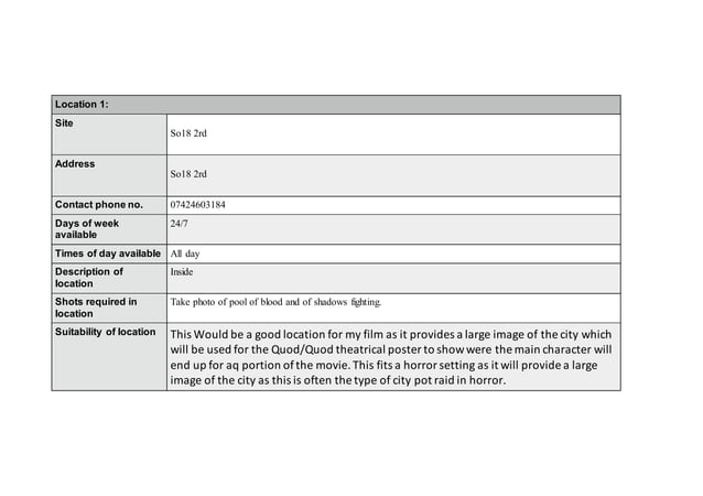 Location recce template4 | PPT