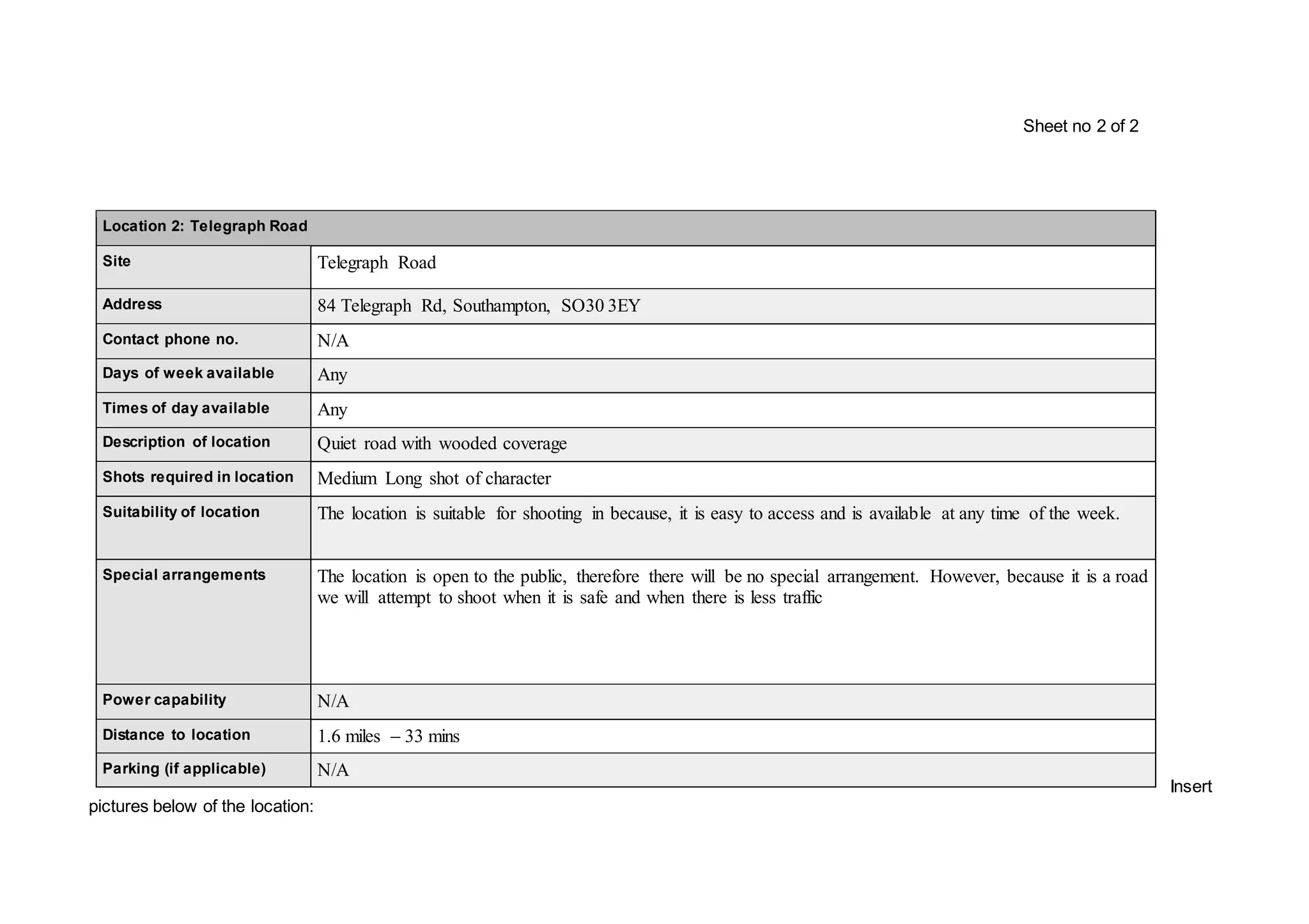 Location recce | DOCX