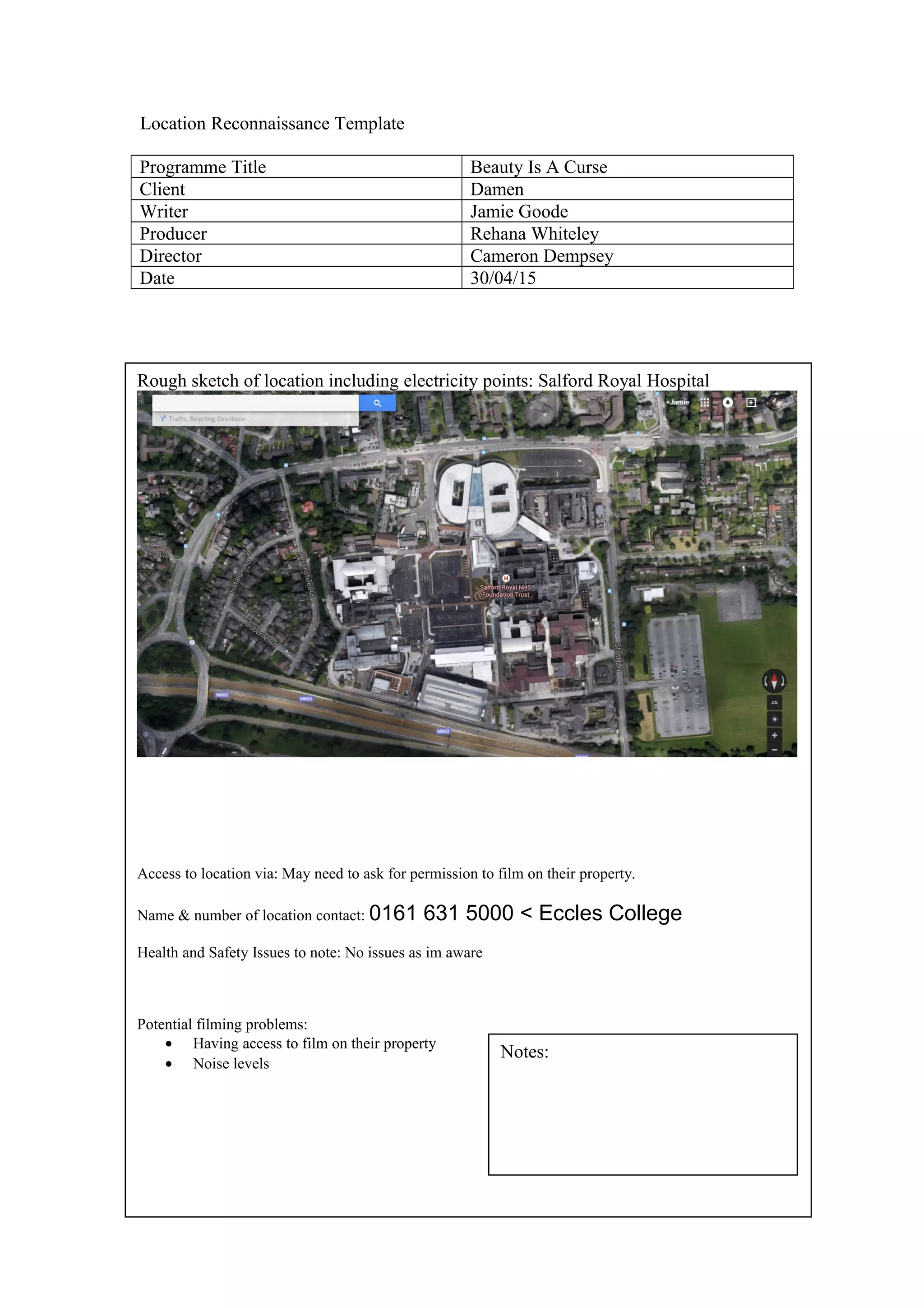 Location reconnaissance template 3 | PDF
