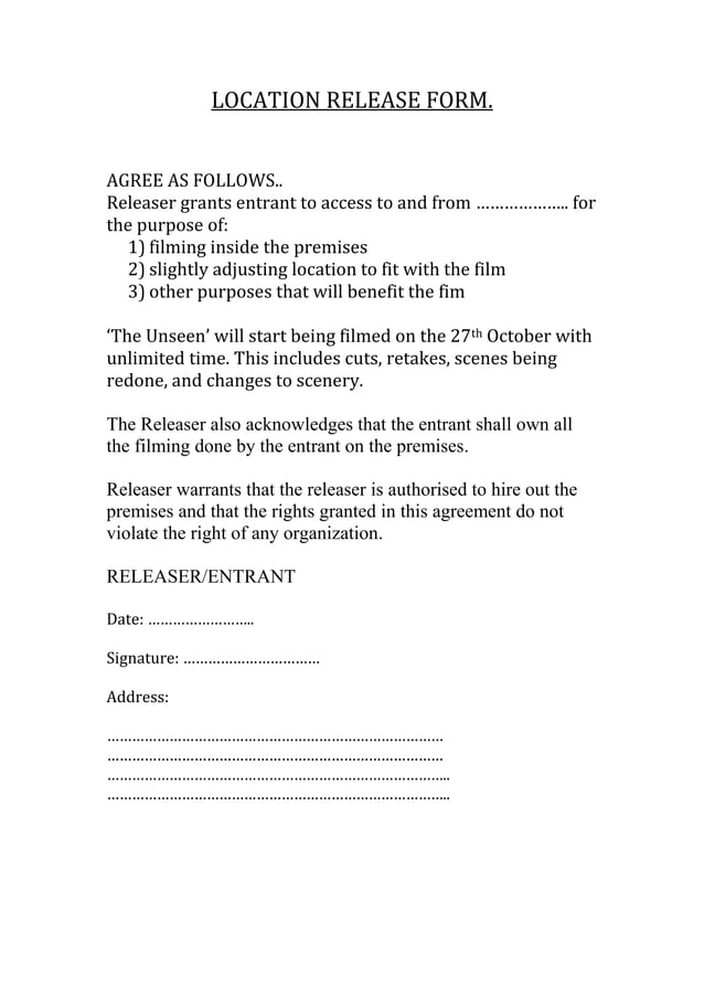 Location release form | DOCX