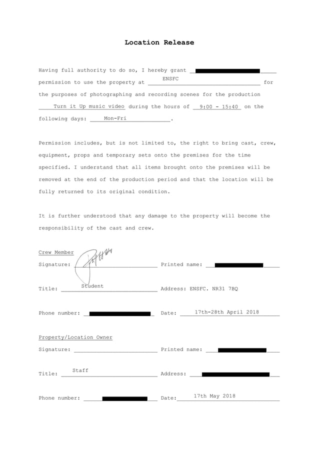 Location release redacted | PDF