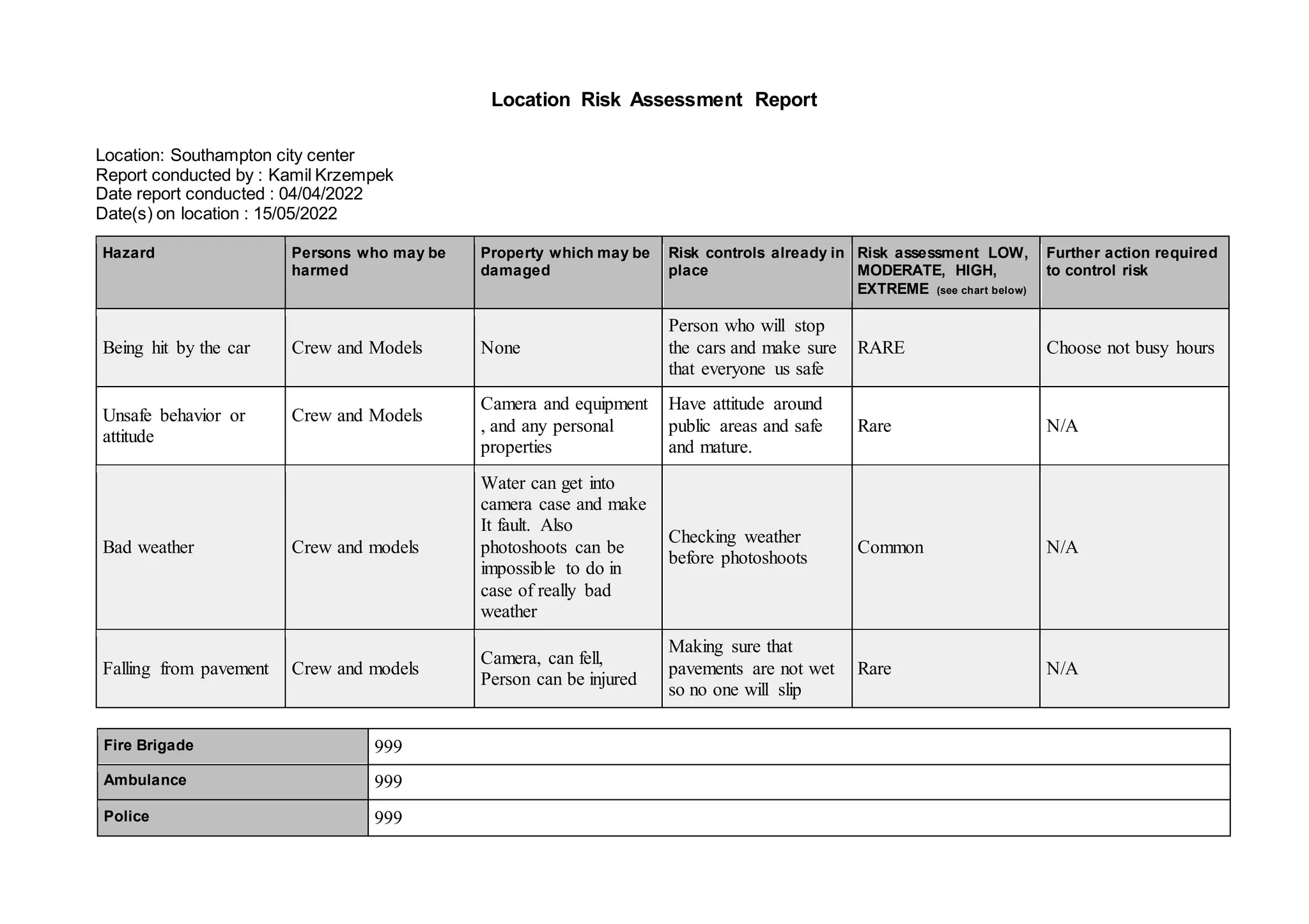 Location risk assesment | DOCX
